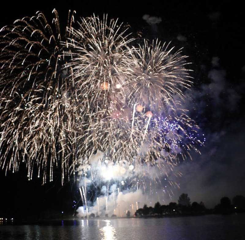 Fireworks on night sky stock image. Image of colourful - 149006625