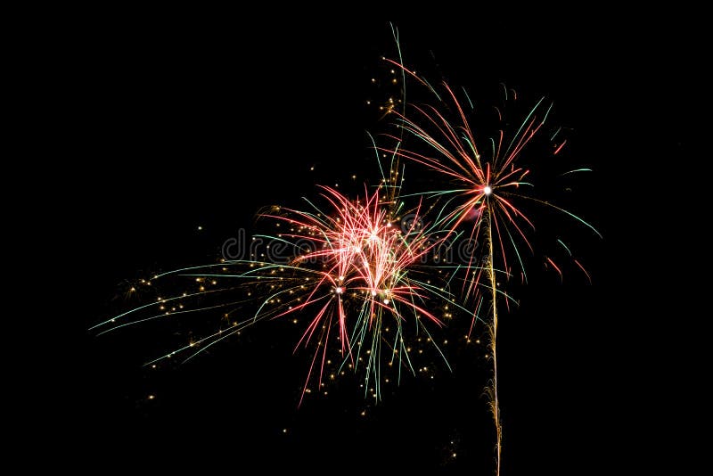 Fireworks Rocket and Full Moon in Night Sky Stock Image - Image of ...