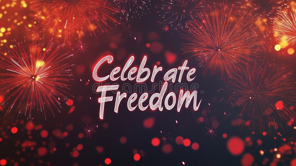 Exploding Fireworks with the Text Celebrate Freedom in Bold Letters ...