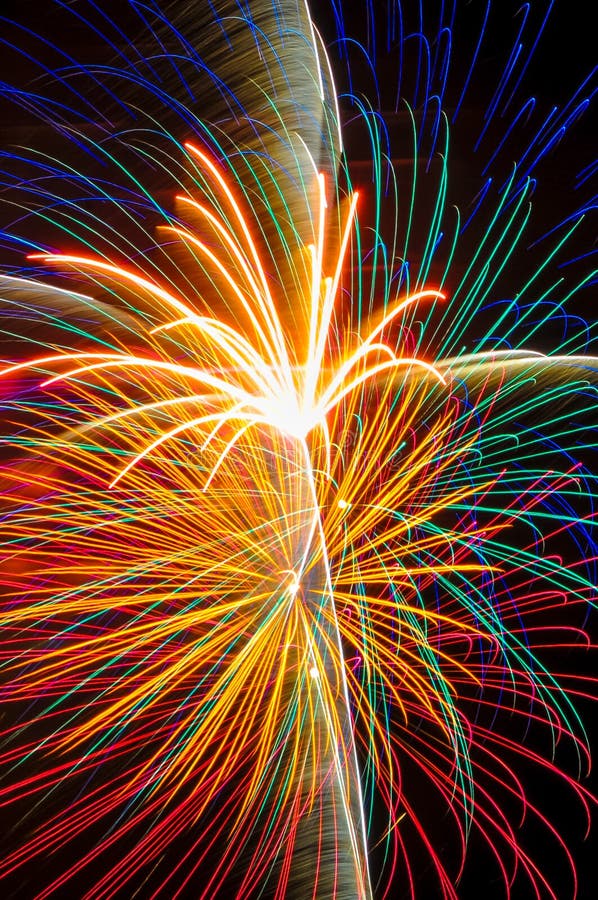 Three Fireworks during the Celebrations Stock Photo - Image of event ...