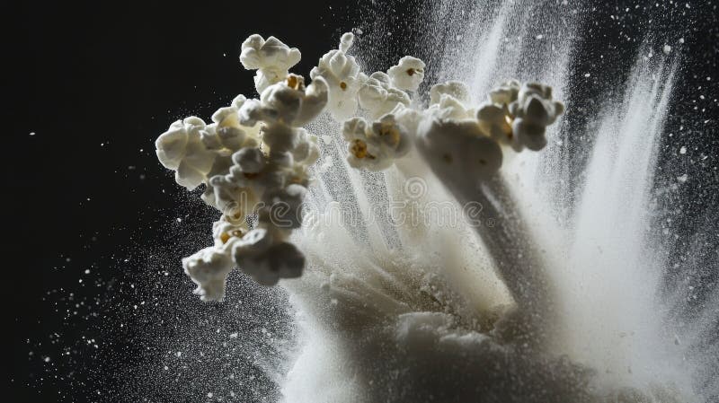 Exploding Flavor a Popcorn Cloud Against Darkness Food Artistry in ...