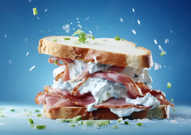 Exploding Flavors in a Ham and Lettuce Sandwich, AI Generated Stock ...