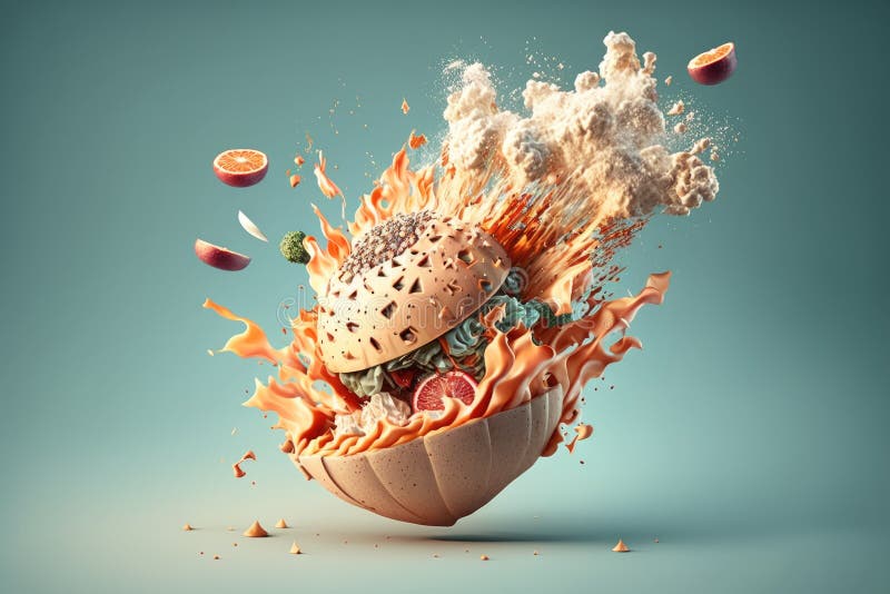 Exploding Food Illustration Stock Illustration - Illustration of ...