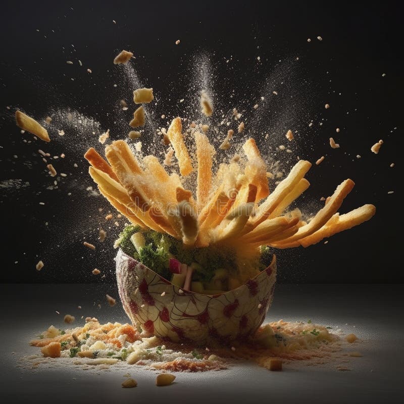 Exploding French Fries, Created with Generative AI Stock Illustration ...