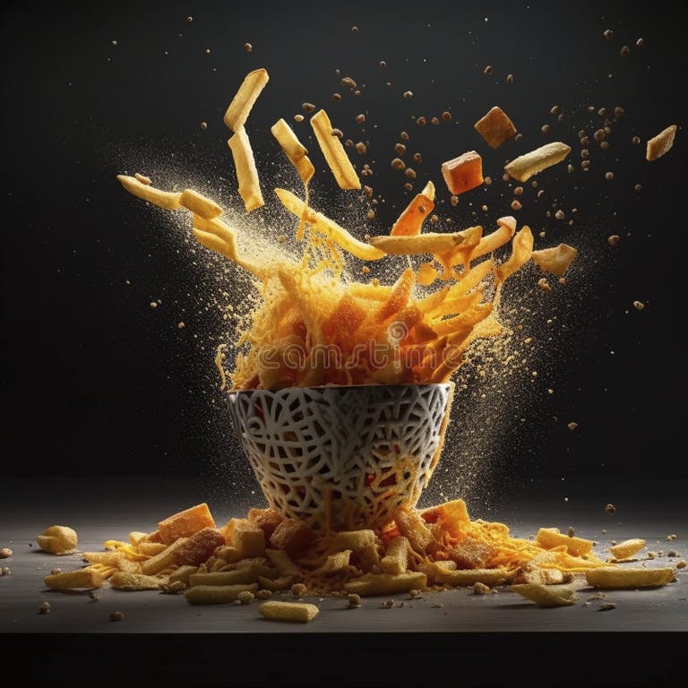 Exploding French Fries, Created with Generative AI Stock Illustration ...
