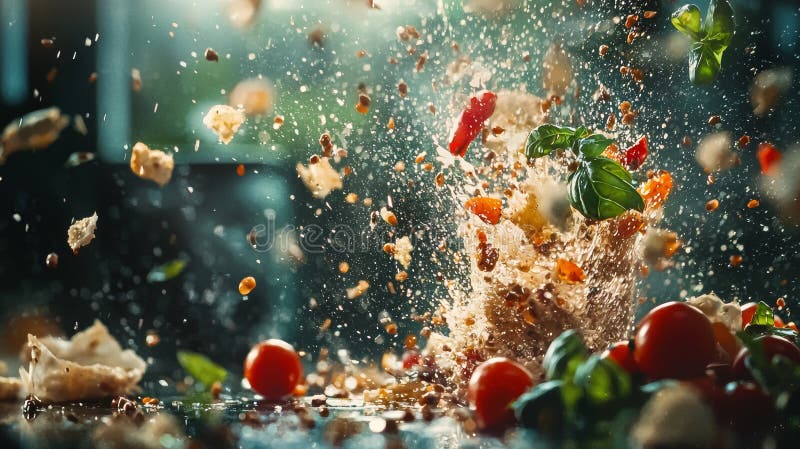 Exploding Fresh Ingredients Vibrant Vegetables Herbs Stock Photos ...