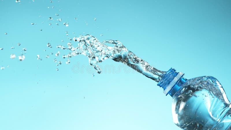 Exploding Fresh Water from Plastic Bottle Stock Image - Image of close ...