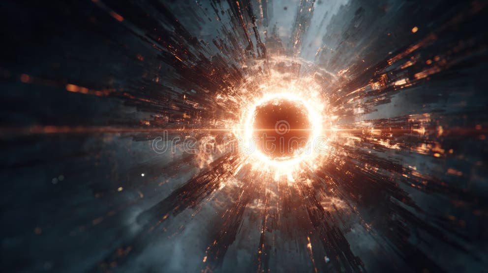 Exploding Futuristic Core with Fiery Energy Burst Stock Photo - Image ...