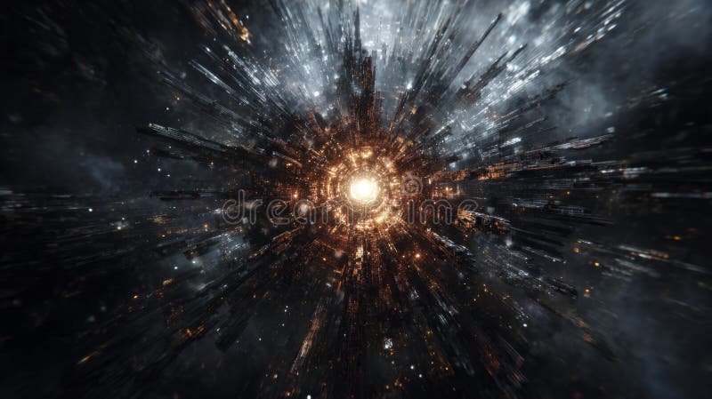 Exploding Futuristic Core with Fiery Energy Burst Stock Image - Image ...