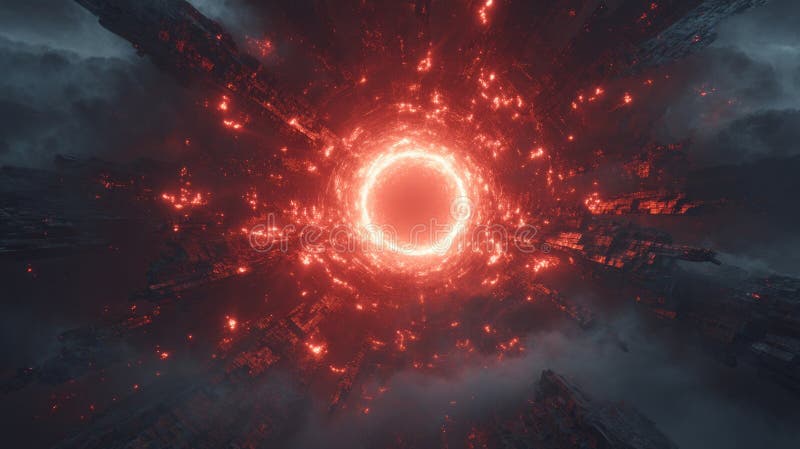 Exploding Futuristic Core with Fiery Energy Burst Stock Photo - Image ...