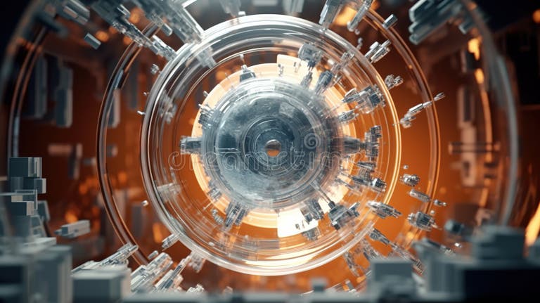 Exploding Futuristic Glass HUD Interface with Glowing Orange Core and ...