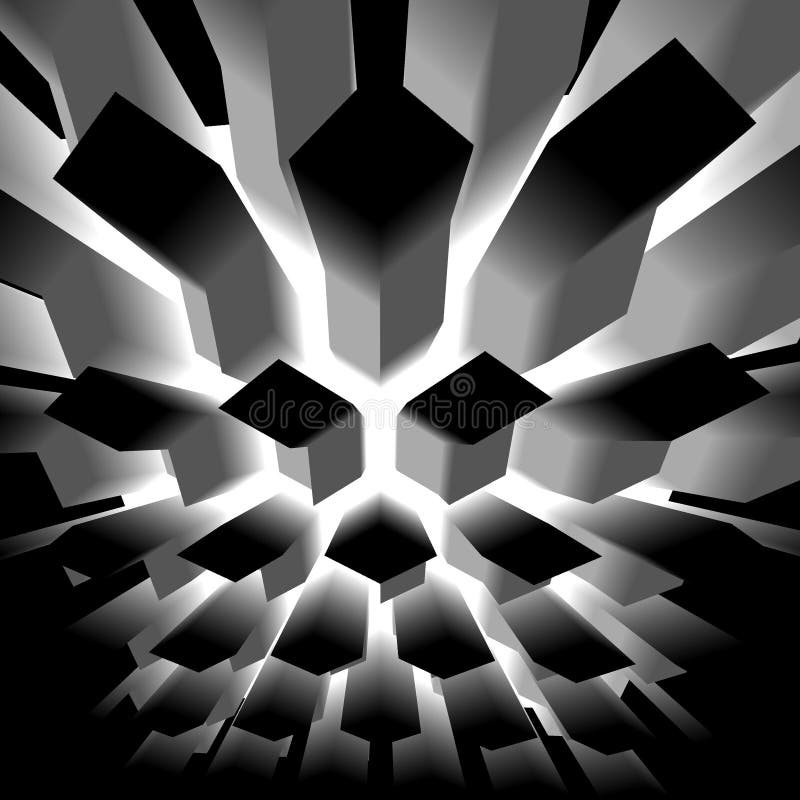 Exploding Shapes in Black White and Shades of Grey Stock Illustration ...