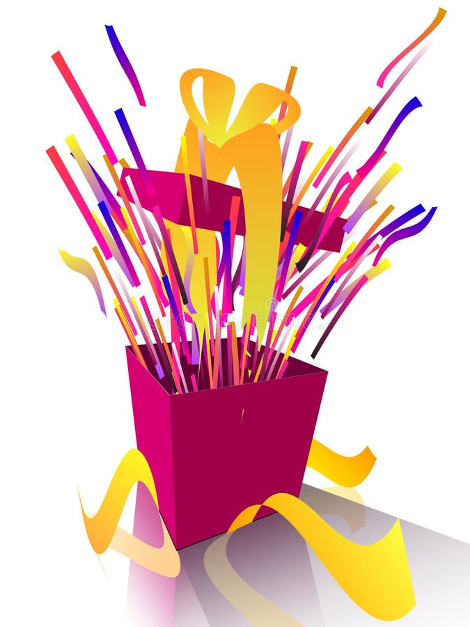 Exploding Gift Box with Yellow Ribbon Stock Vector - Illustration of ...