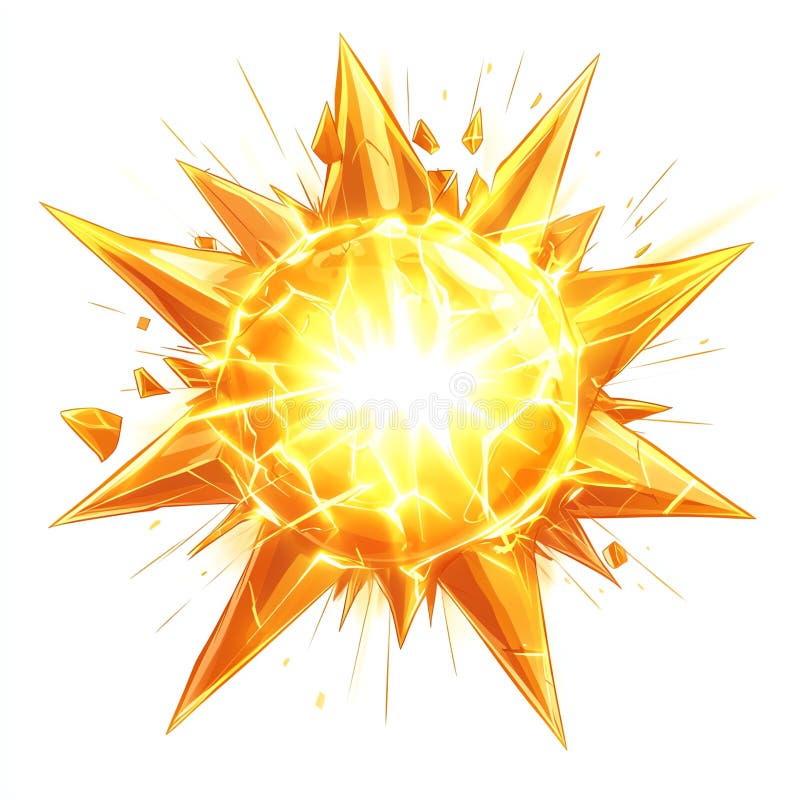 Exploding Golden Crystal Starburst: Dynamic Energy Burst Illustration ...