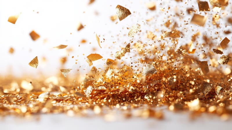 Exploding Golden Glitter Particles Generative AI Stock Illustration ...