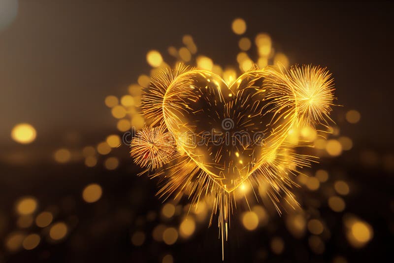 Exploding Golden Heart. AI Generated Stock Image - Image of flying ...