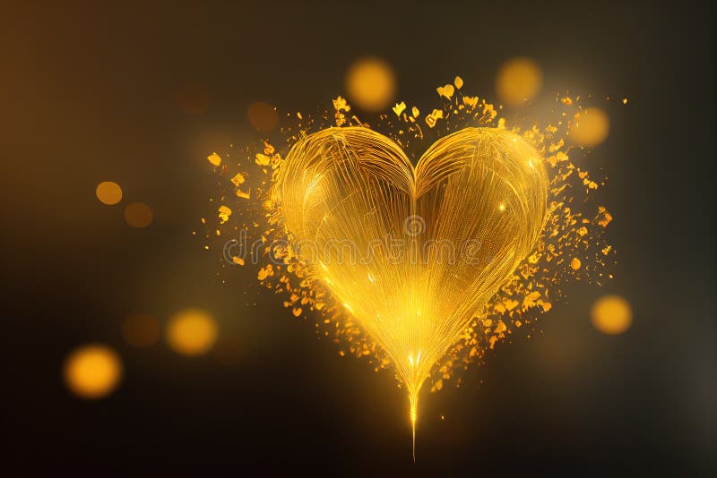 Exploding Golden Heart. AI Generated Stock Image - Image of flying ...
