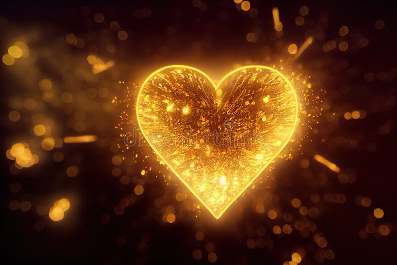 Exploding Golden Heart. AI Generated Stock Illustration - Illustration ...