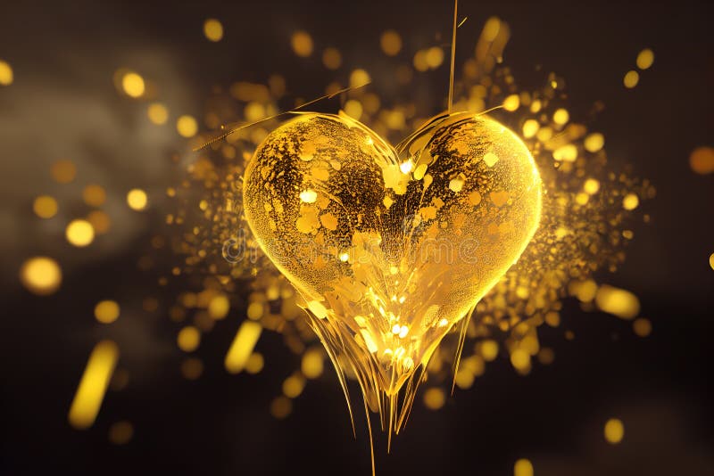 Exploding Golden Heart. AI Generated Stock Illustration - Illustration ...
