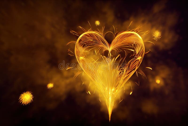 Exploding Golden Heart. AI Generated Stock Illustration - Illustration ...