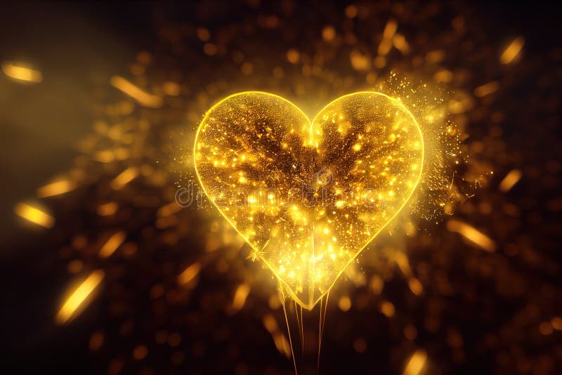 Exploding Golden Heart. AI Generated Stock Illustration - Illustration ...