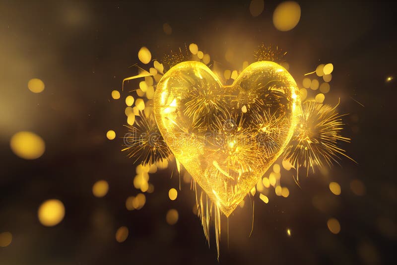 Exploding Golden Heart. AI Generated Stock Illustration - Illustration ...