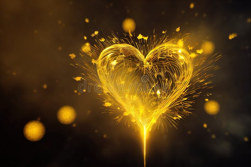 Exploding Golden Heart. AI Generated Stock Illustration - Illustration ...