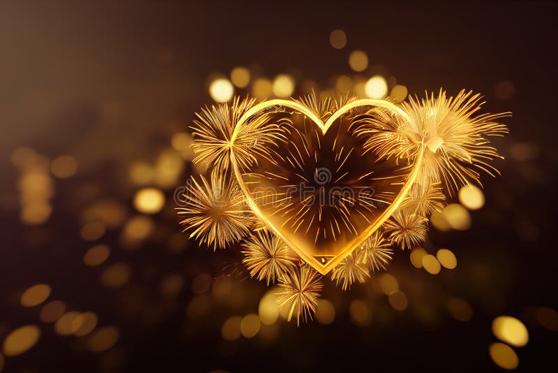Exploding Golden Heart. AI Generated Stock Illustration - Illustration ...