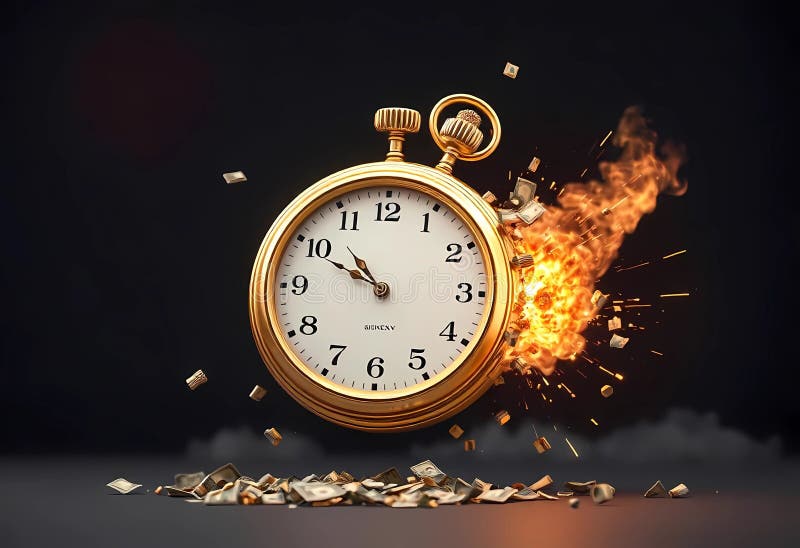 Exploding Golden Hour or Deadline Time Stock Illustration ...