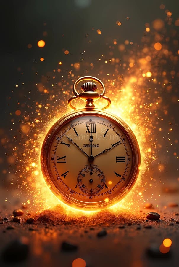 Exploding Golden Hour or Deadline Time Stock Illustration ...