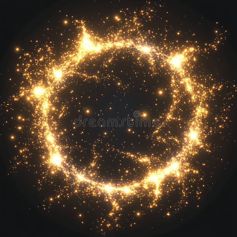 Exploding Golden Sparkle Ring on a Dark Abstract Background Stock ...