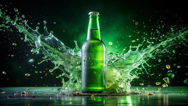 Exploding Green Beer Bottle a Dramatic Nighttime Burst of Glass and ...