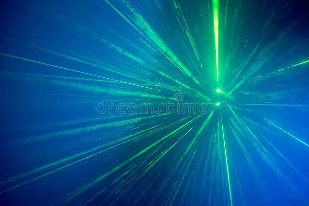 Exploding Green Laser Beams Against Deep Blue Light Stock Image - Image ...