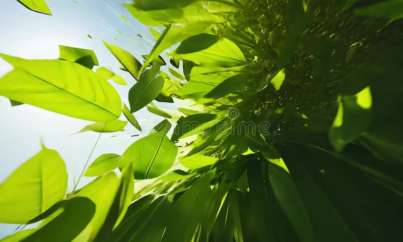 Exploding Green Leaves, Sunny Sky, Nature Burst, Growth Concept Stock ...