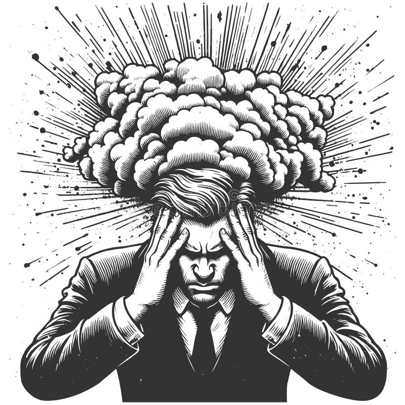 Exploding Head Symbolizing Stress Raster Stock Photo - Image of human ...