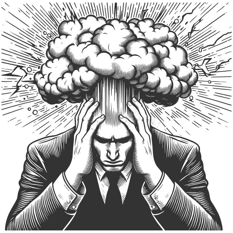Exploding Head Symbolizing Stress Raster Stock Image - Image of clipart ...