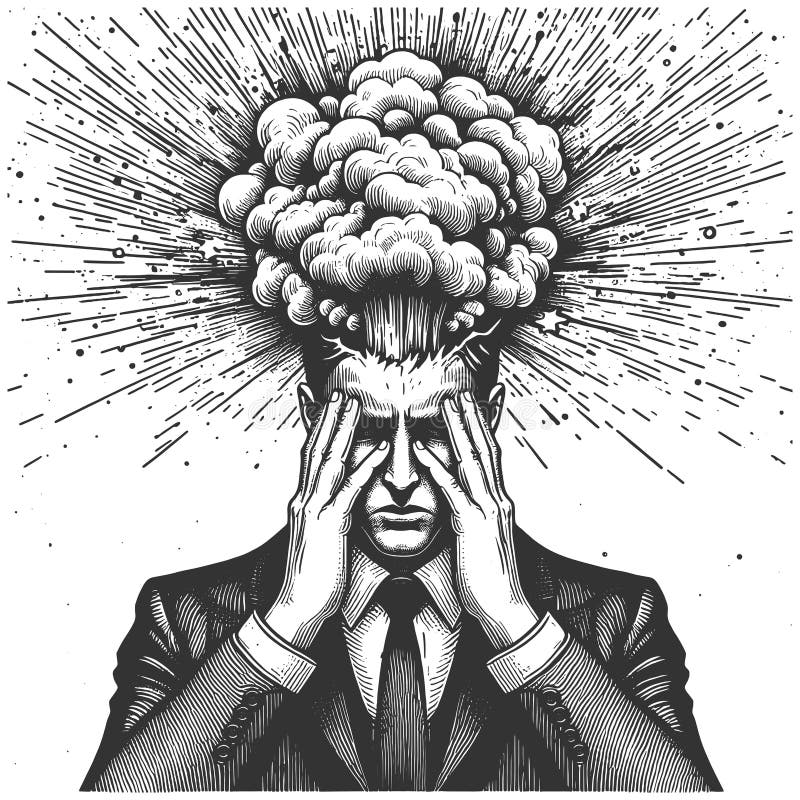 Exploding Head Symbolizing Stress Raster Stock Photo - Image of ...