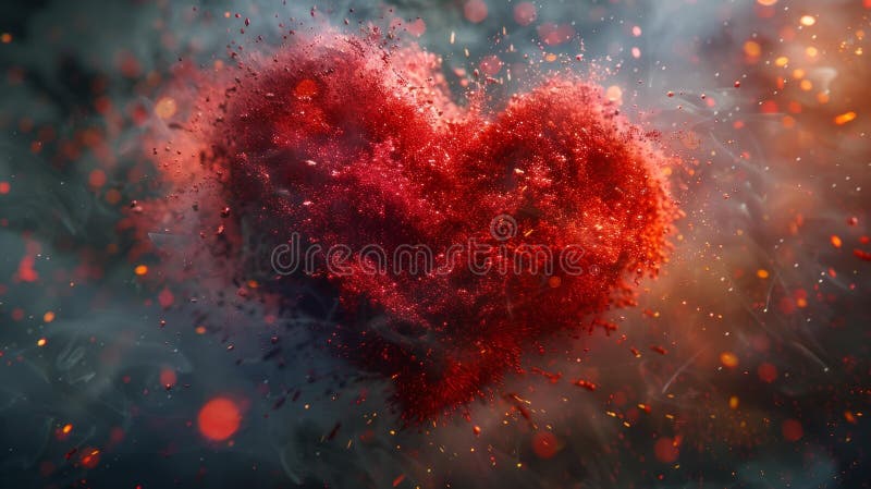 Exploding Heart Abstract Background - Generative AI Stock Illustration ...