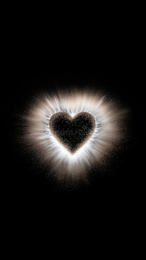 Exploding Heart Shaped Particle Burst on Black Background Stock Photo ...