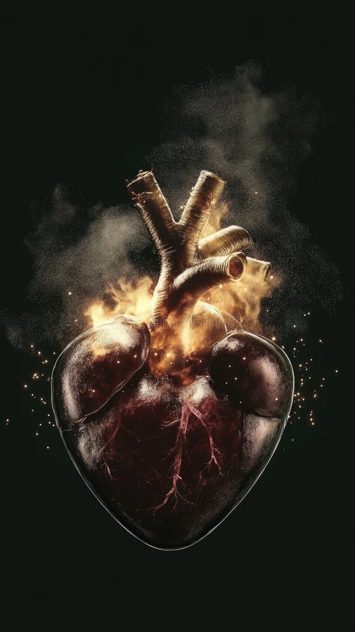 Exploding Heart Sparks Smoke Dark Background Stock Photos - Free ...
