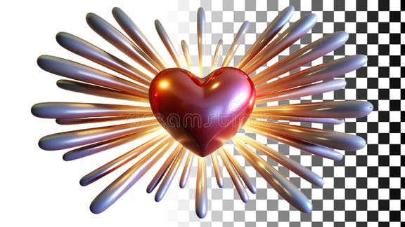 Exploding Heart Symbol Radiating Light Rays Passion Burst Png ...
