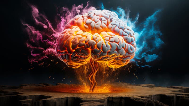 Exploding Human Brain Concept Art of Knowledge and Creativity Stock ...