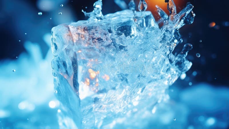 Exploding Ice Cube in Macro Shot - Stock Concepts Stock Illustration ...
