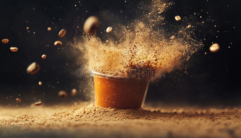 Exploding Instant Coffee Capsule Stock Image - Image of black, quick ...