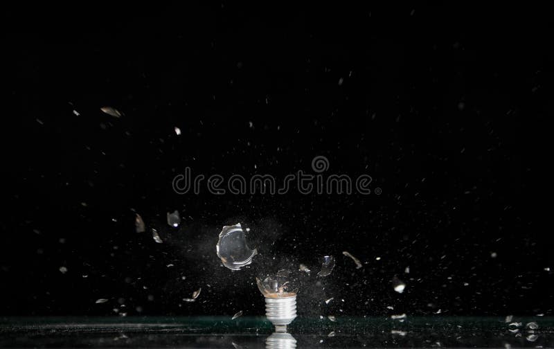 Light Bulb Shot and Shattering Stock Photo - Image of breaking ...