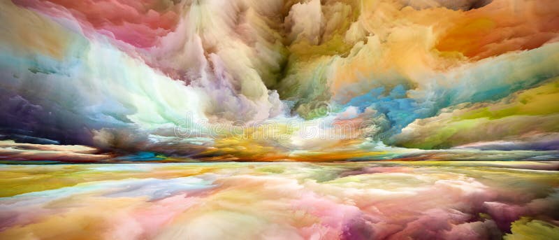 Exploding Land and Sky stock illustration. Illustration of rainbow ...