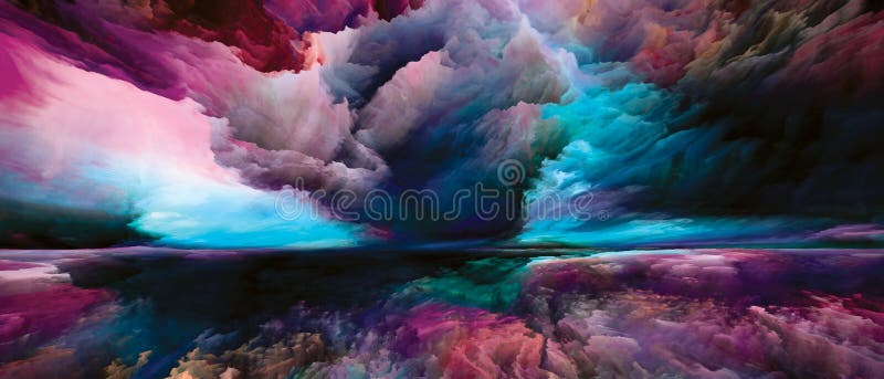 Exploding Land and Sky stock illustration. Illustration of paradise ...