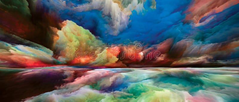 Exploding Land and Sky stock illustration. Illustration of painting ...