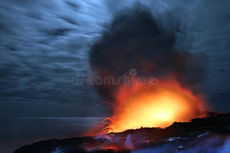 Exploding Lava at Night stock image. Image of magma, exposure - 17297743