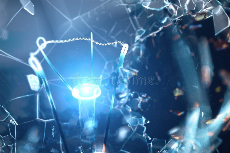 Exploding Light Bulb on a Blue Background, with Concept Creative ...